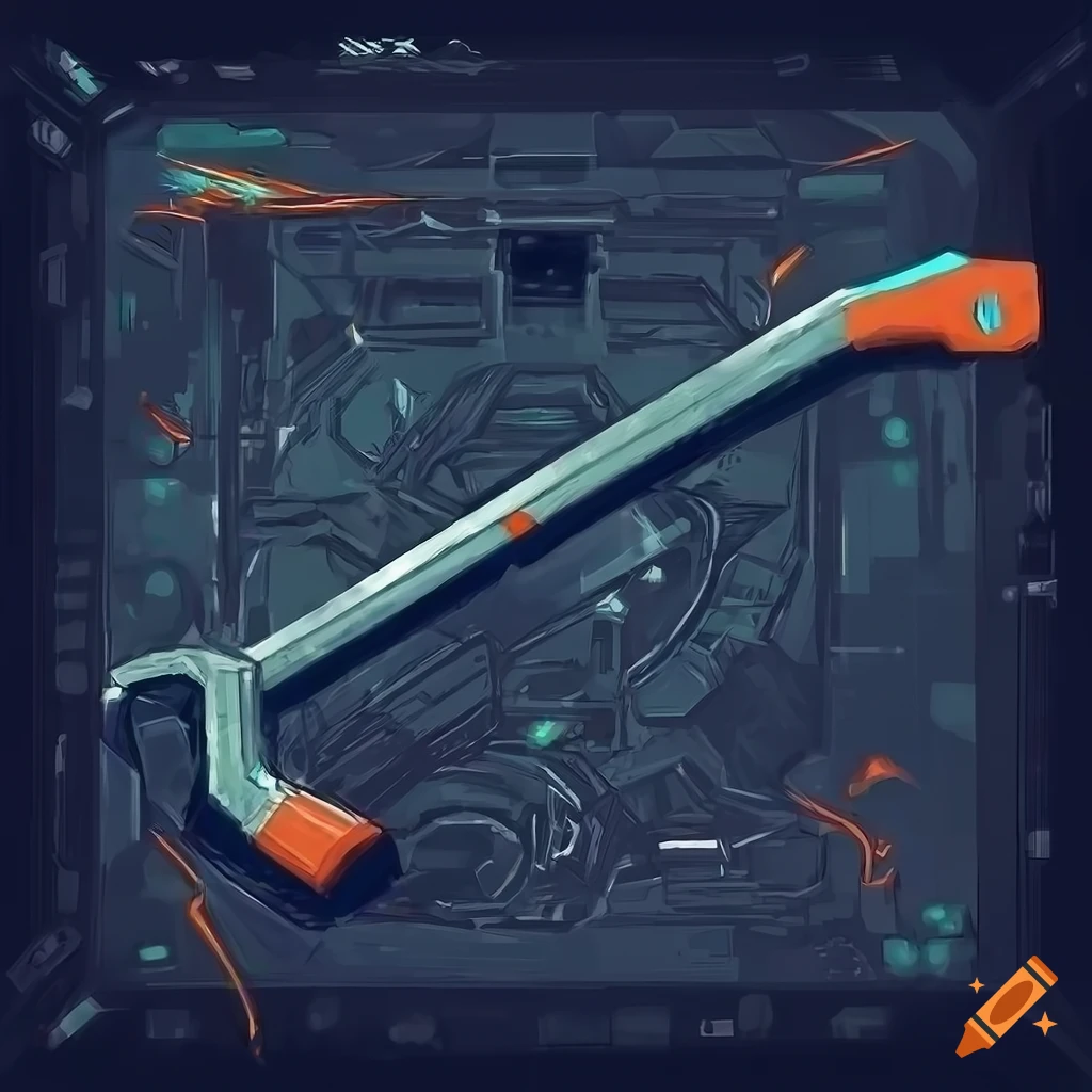Crowbar on the floor of a spaceship in a fantasy art style on Craiyon