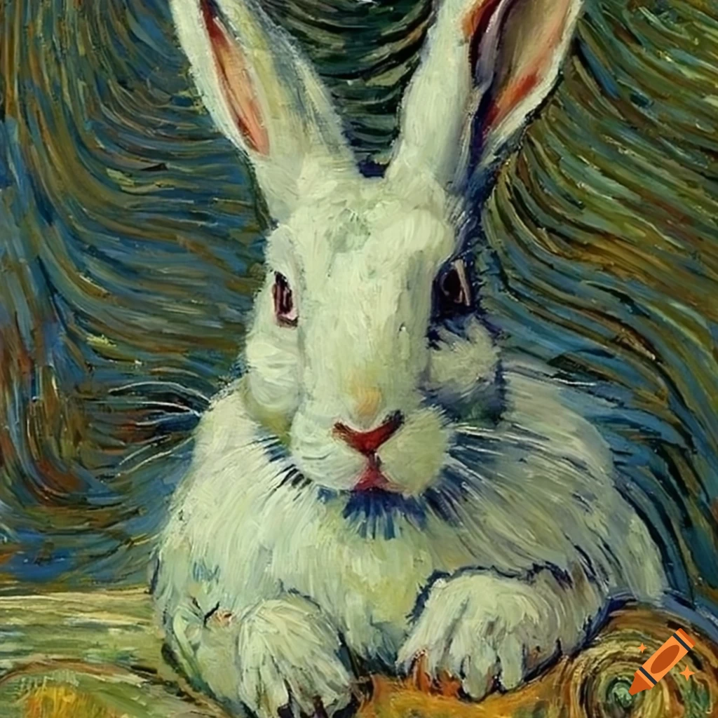 White rabbit painted by vincent van gogh on Craiyon