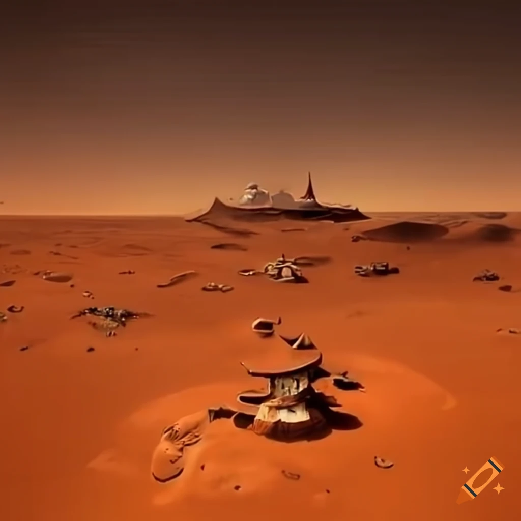 Futuristic japanese-style colony on mars on Craiyon
