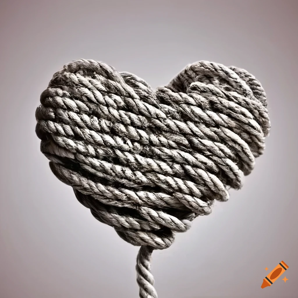 Black and white rope heart design on Craiyon