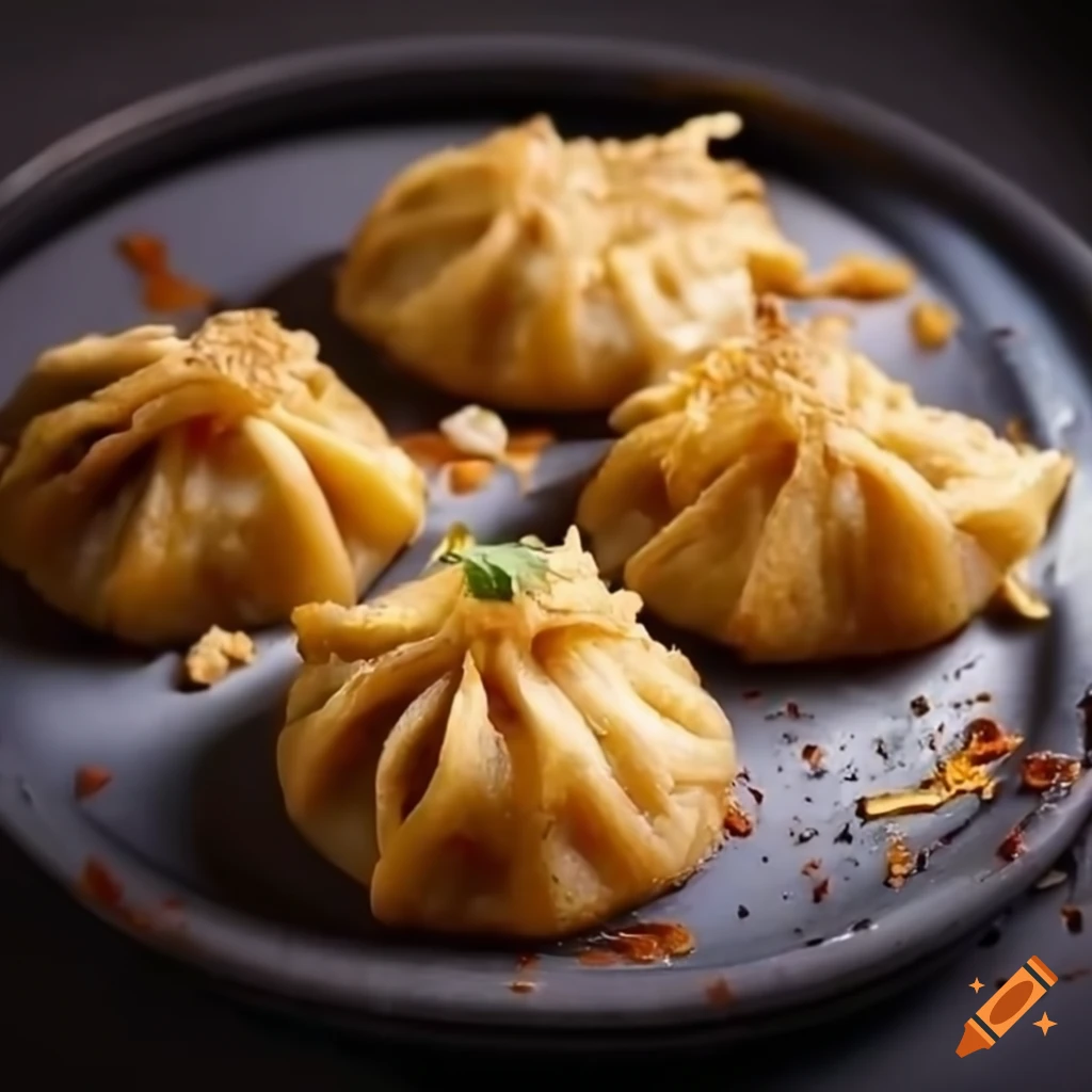 Plate of veg fried momos on Craiyon