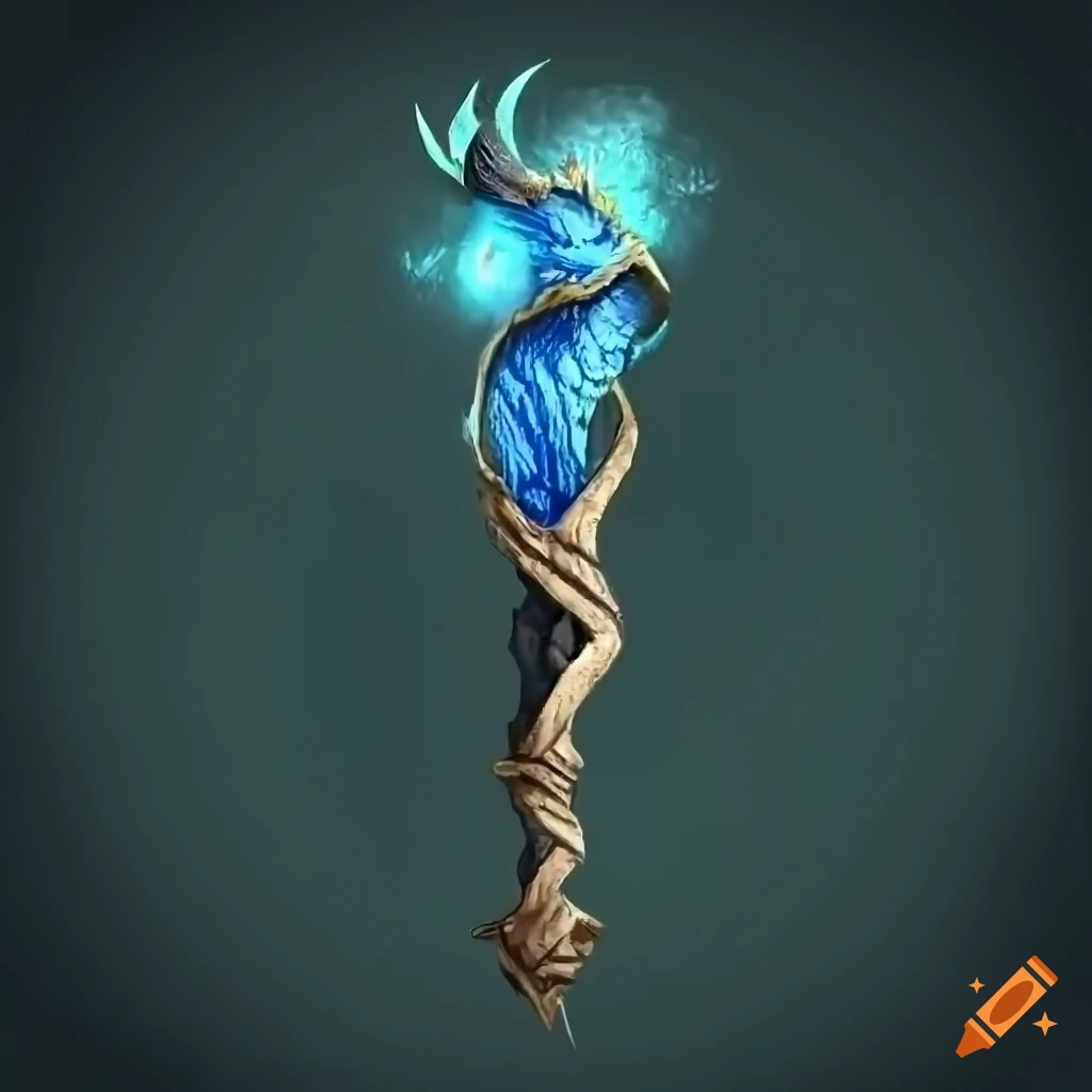 Mythical dnd staff made of golden yggdrasil wood and gray nether oak ...