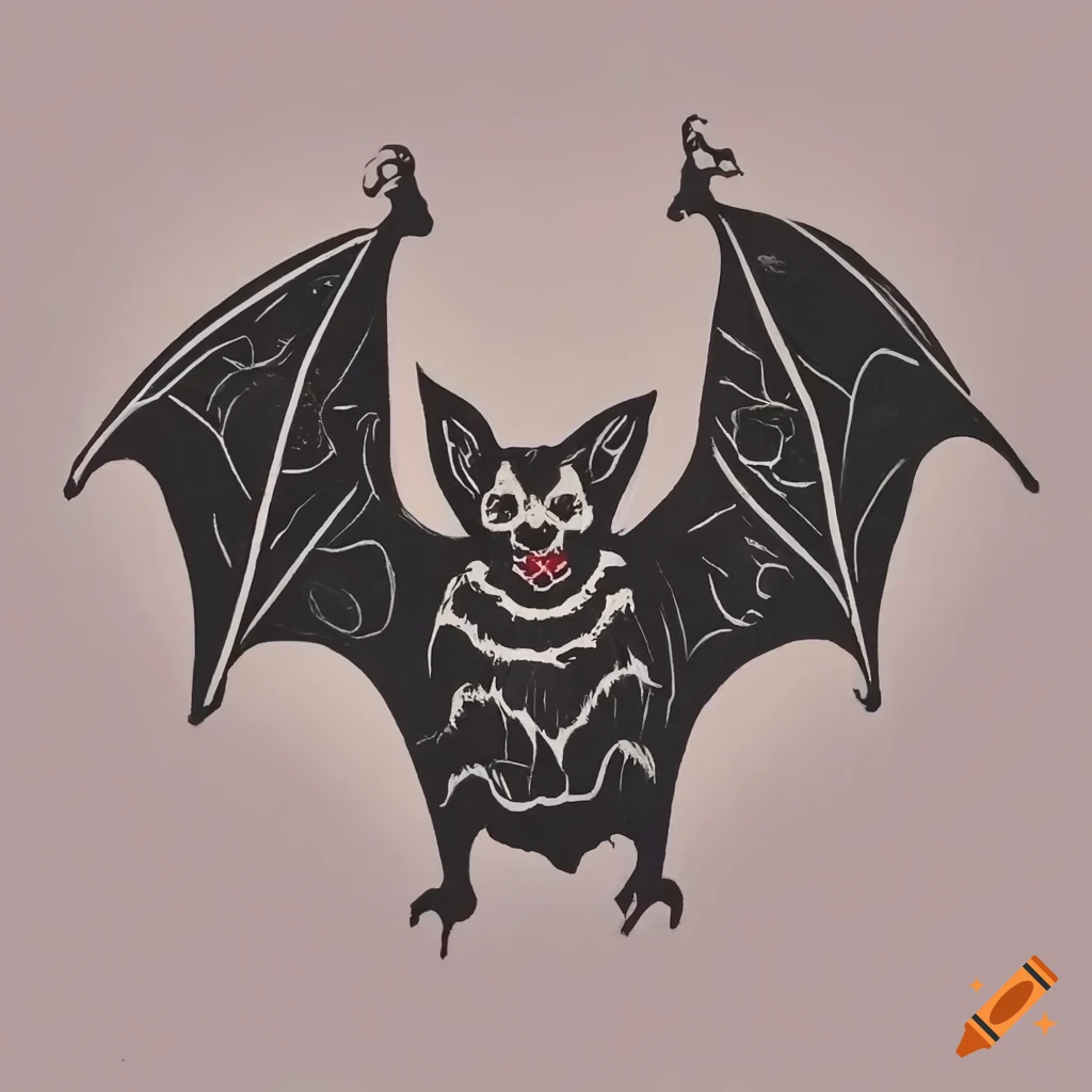 Bat in linocut style on Craiyon
