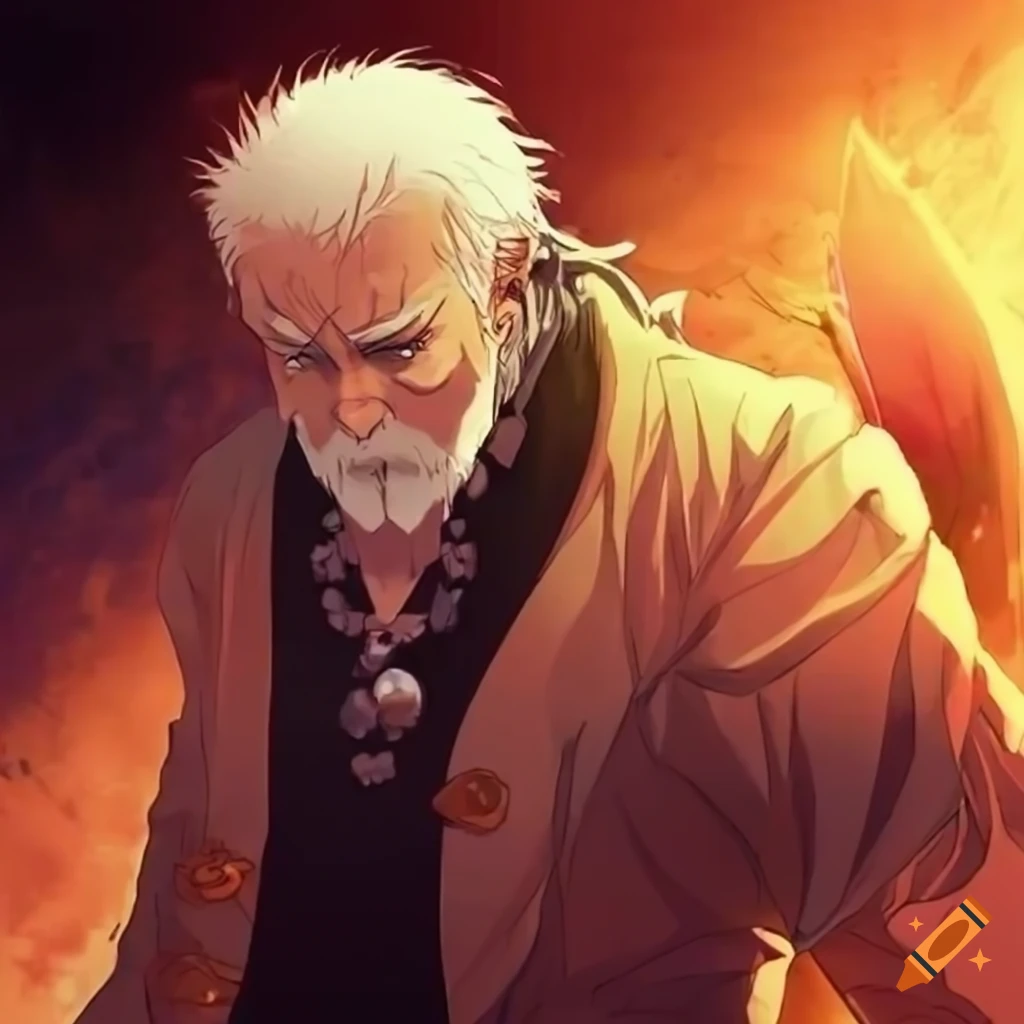 Strong late middle-aged man in anime fantasy style on Craiyon