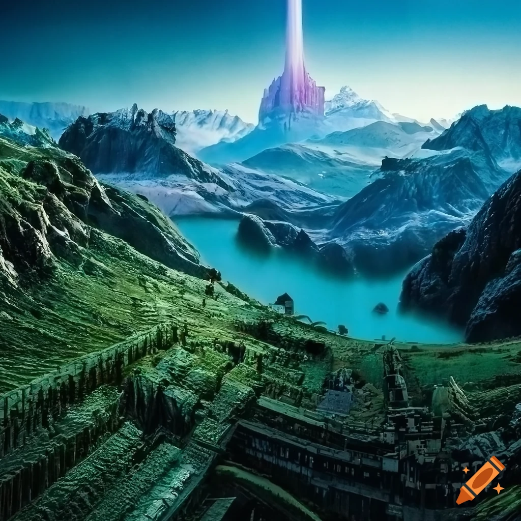 Utopian high fantasy movie poster for at the mountains of madness on ...