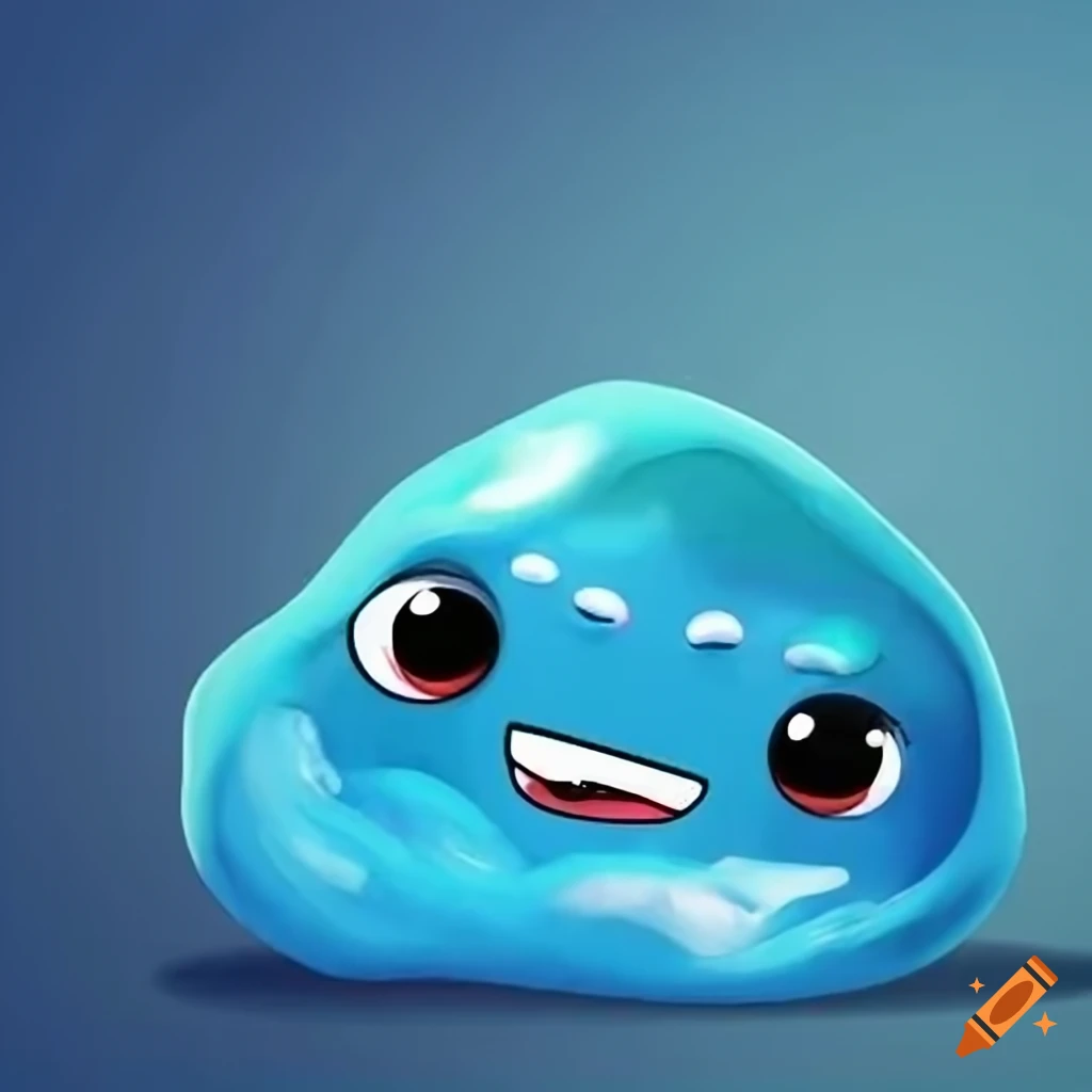 Blue slime character in ragged clothing on Craiyon