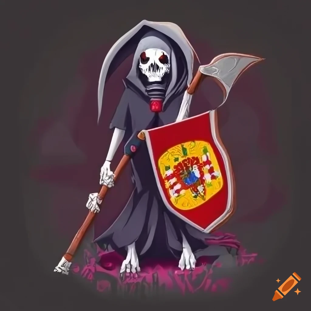 Reaper logo with a scythe and spanish flag elements on Craiyon