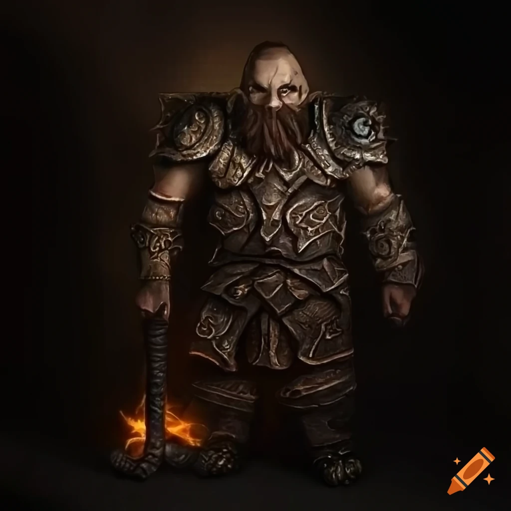 Detailed DnD token of a dwarven guardian spirit with battle axe on Craiyon