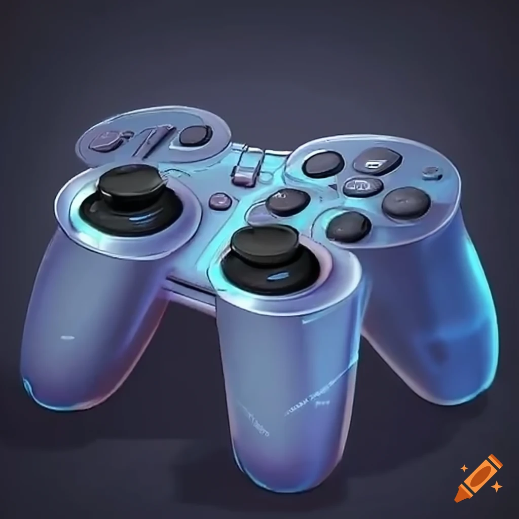 Blueprint of a gamepad designed for three hands on Craiyon