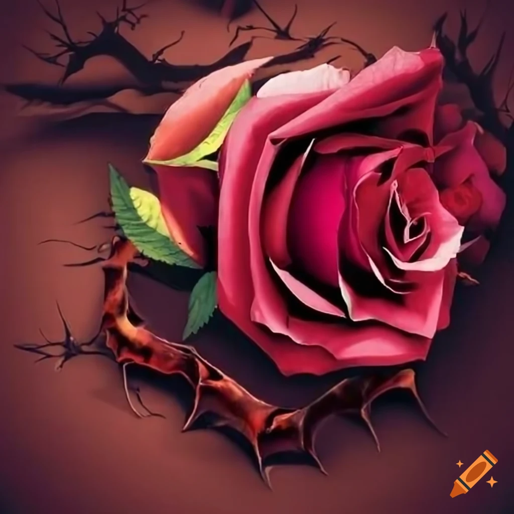 Fallen roses with thorns on Craiyon