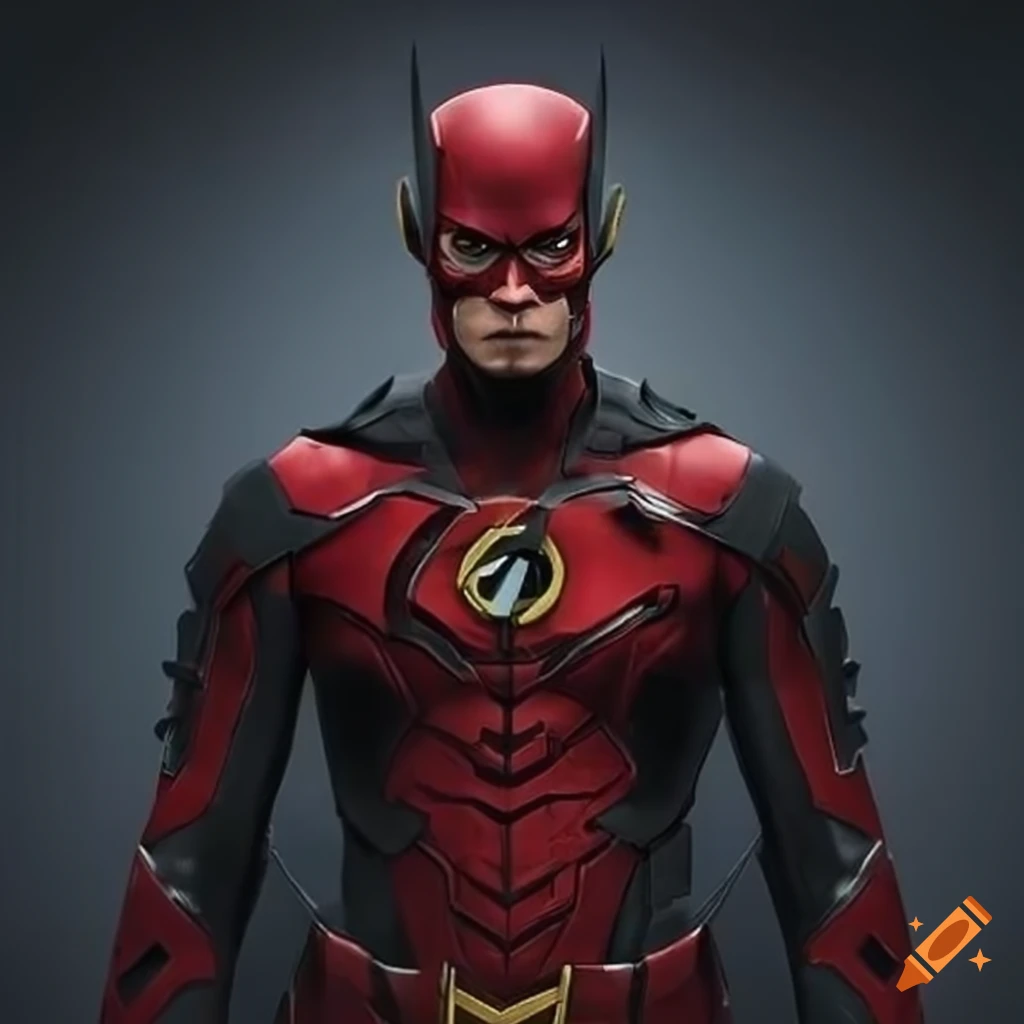 Sci-fi futuristic superhero suit inspired by flash and batman with red ...