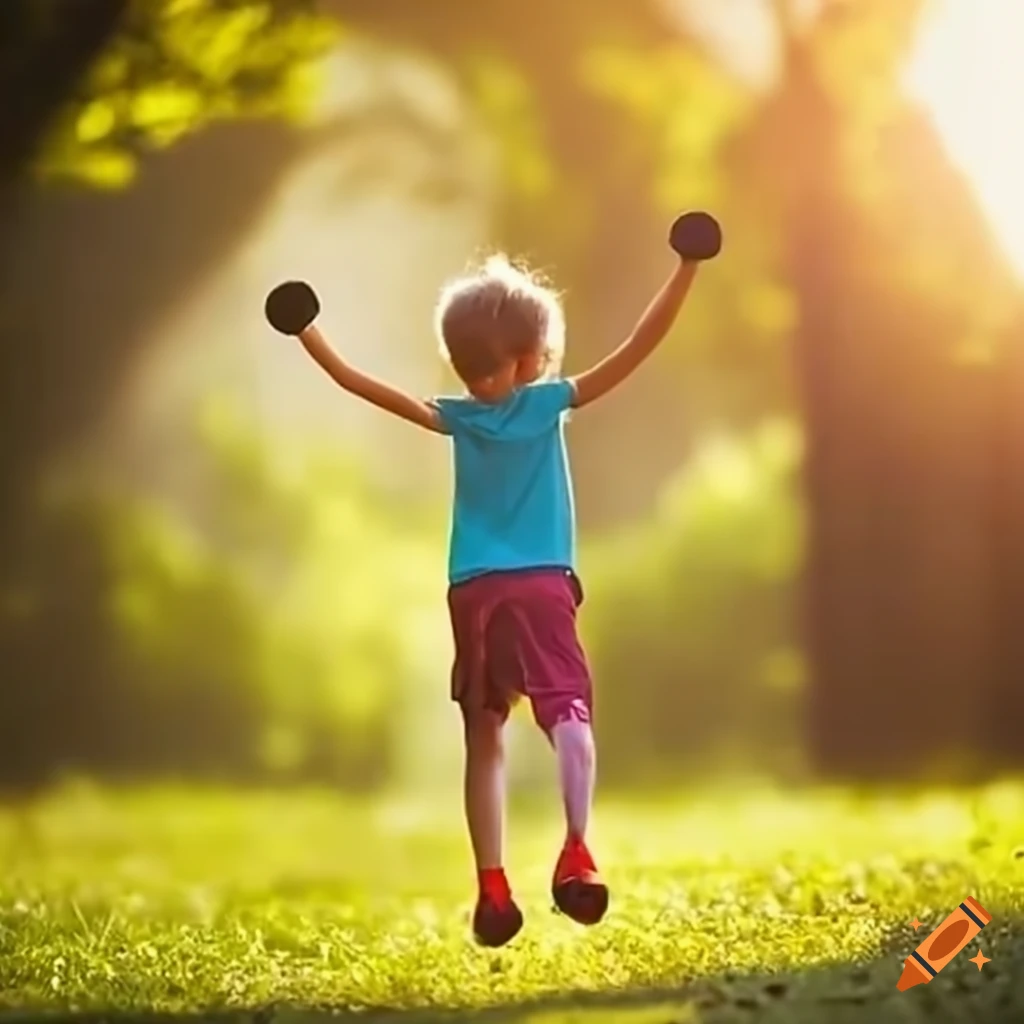 Kids having fun with parents exercising outdoors on Craiyon