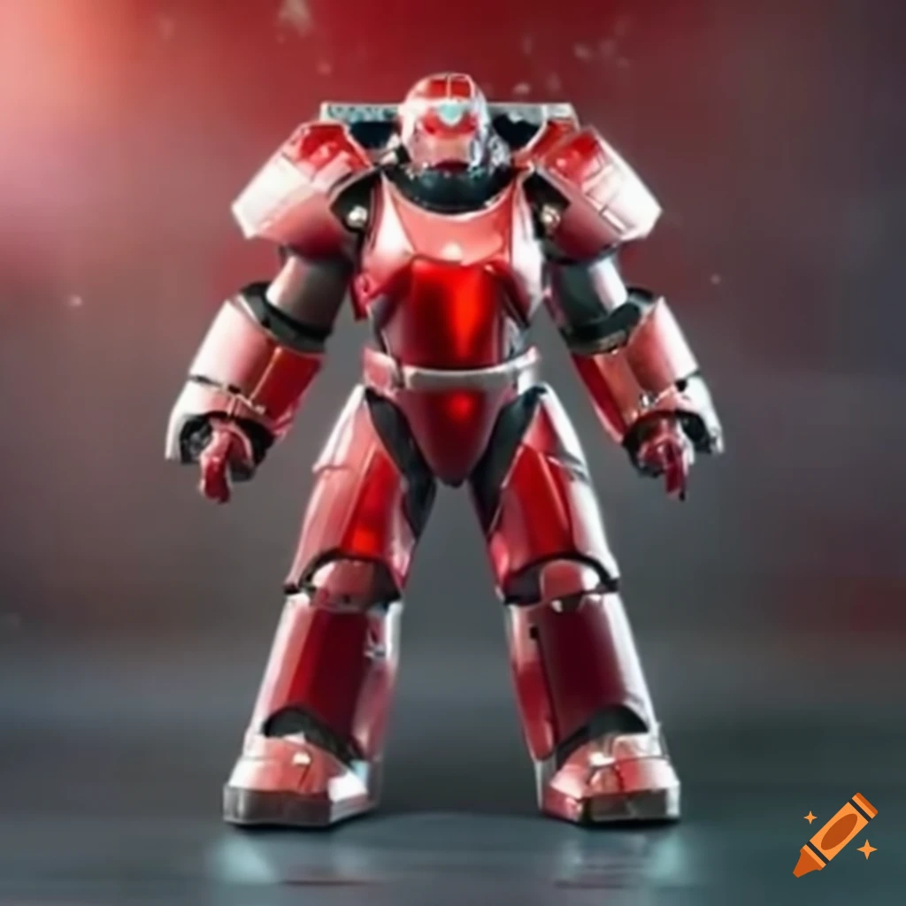 Red crystal power armor with jet pack on Craiyon