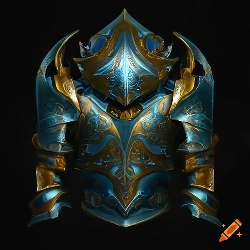 Front view of majestic magic armor on Craiyon