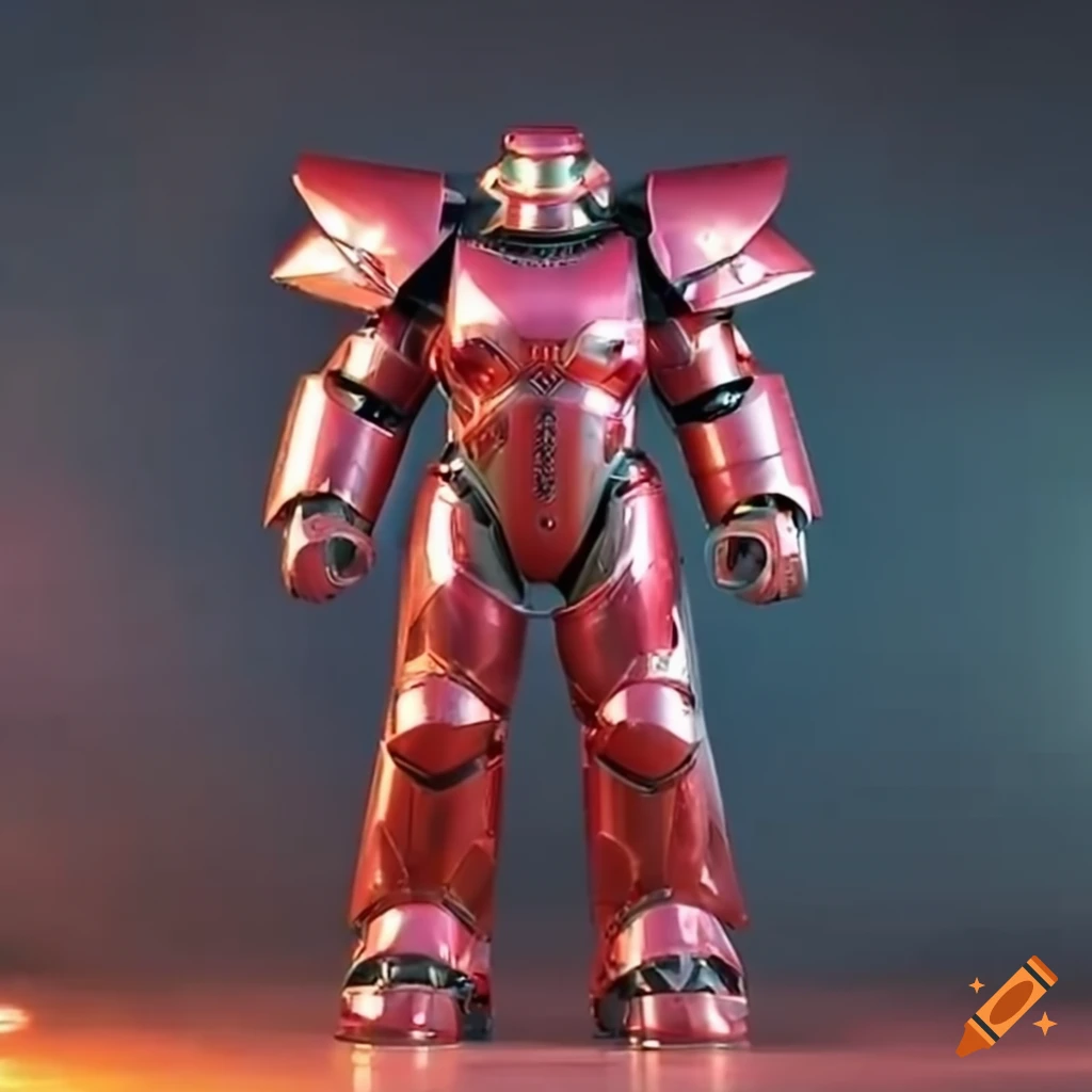 Full body power armor made of red crystals with jet pack turbines on ...