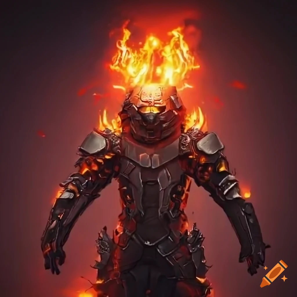 Burning cyberpunk armor on Craiyon