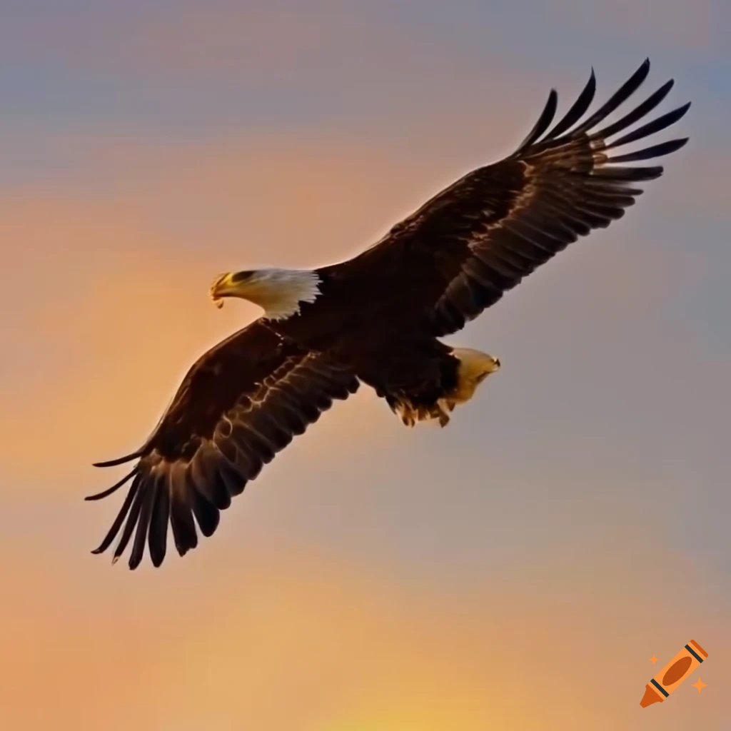 Bald eagle soaring through the sky on Craiyon