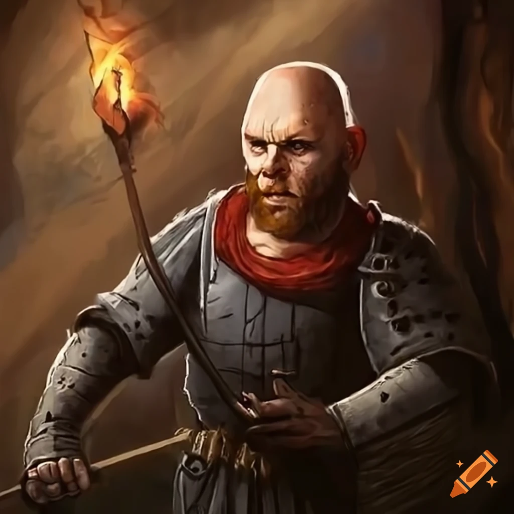 Fantasy medieval style drawing of a bandit resembling bill burr on Craiyon