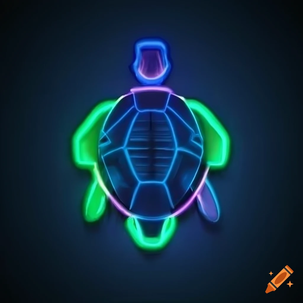 Geometric neon abstract art with turtle motifs on Craiyon