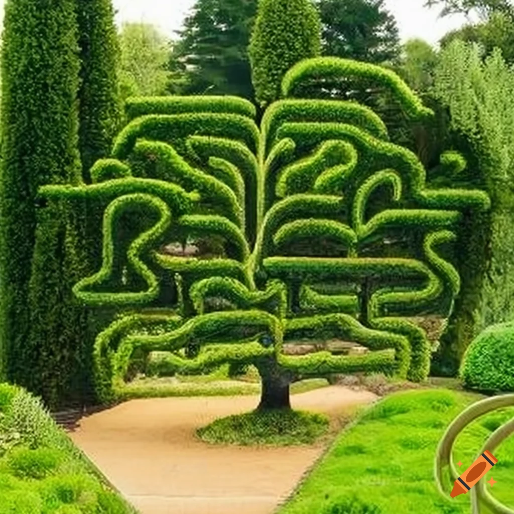 Living trees maze garden on Craiyon