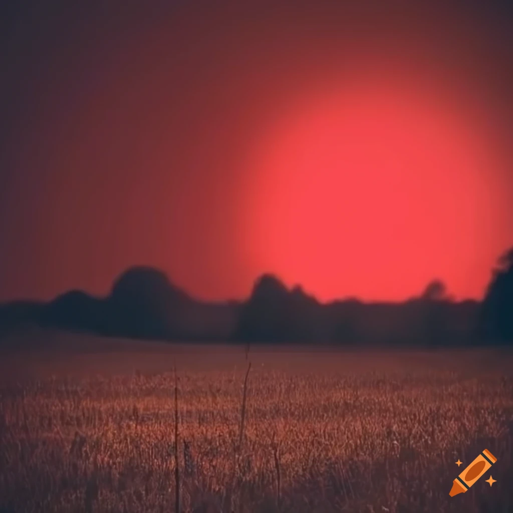 Dramatic red sunlight casting black shadows in a unique setting on Craiyon