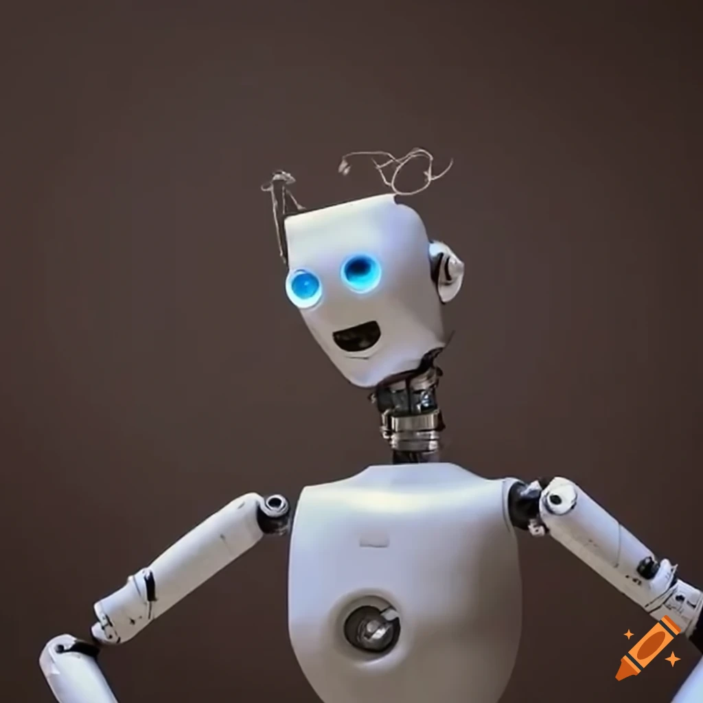 Robot laughing at humans on Craiyon