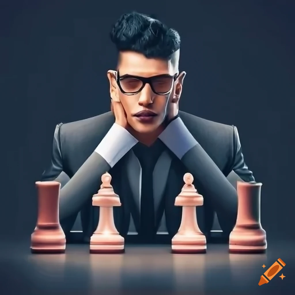Male fashion designer playing chess on Craiyon