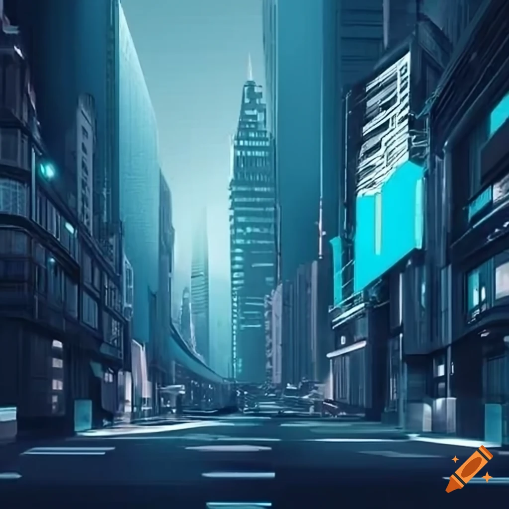 Futuristic city street view on Craiyon