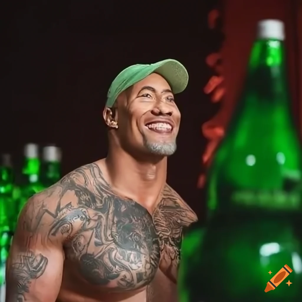 Dwayne The Rock Johnson enjoying Rolling Rock beer at Wrestlemania on ...