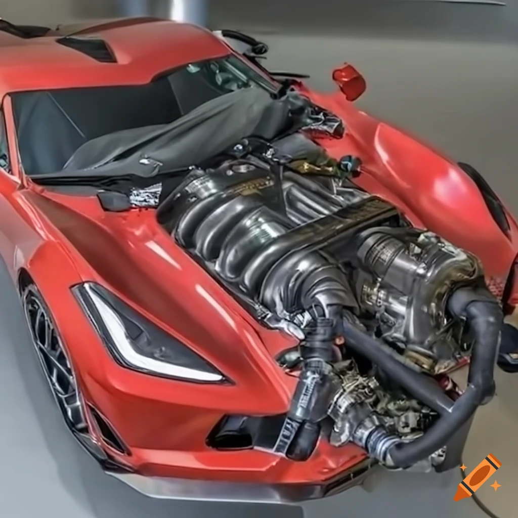 Corvette c7 with twin turbo lsx engine installation on Craiyon