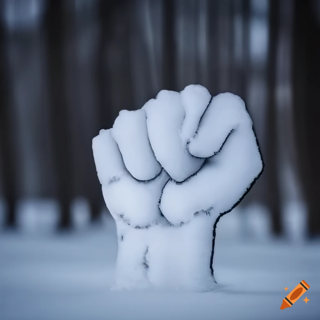 Snow fist sculpture on Craiyon