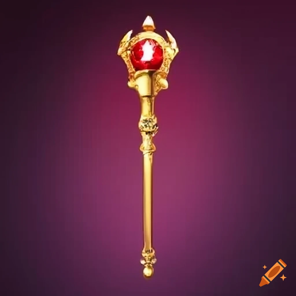 Golden scepter with a red jewel at the end on Craiyon
