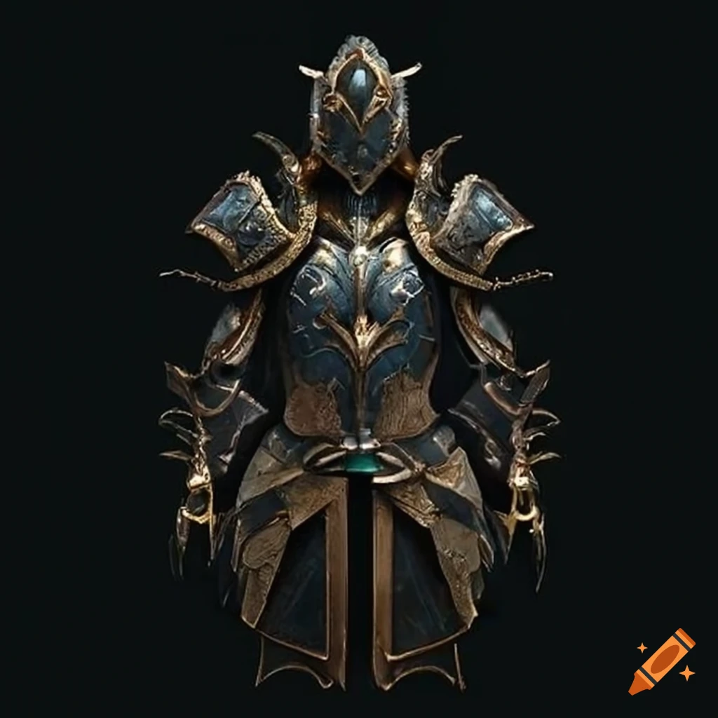 Front view of adorned magic armor on Craiyon