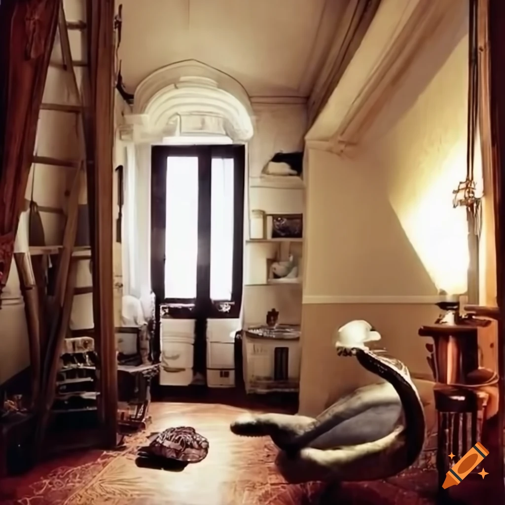 Rundown haussmann apartment attic room on Craiyon