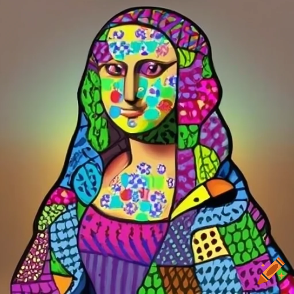 Mona lisa in the style of romero brito on Craiyon