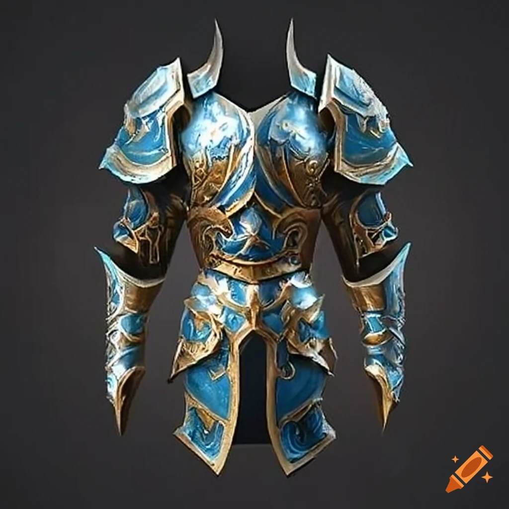 Exalted magic armor front view on Craiyon