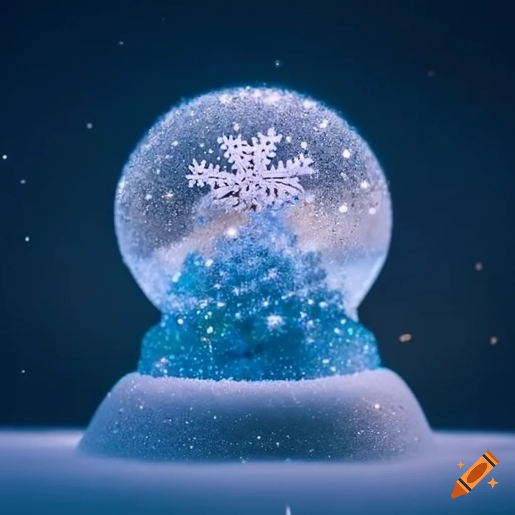 Detailed glittering snowflake inside a snowglobe on Craiyon