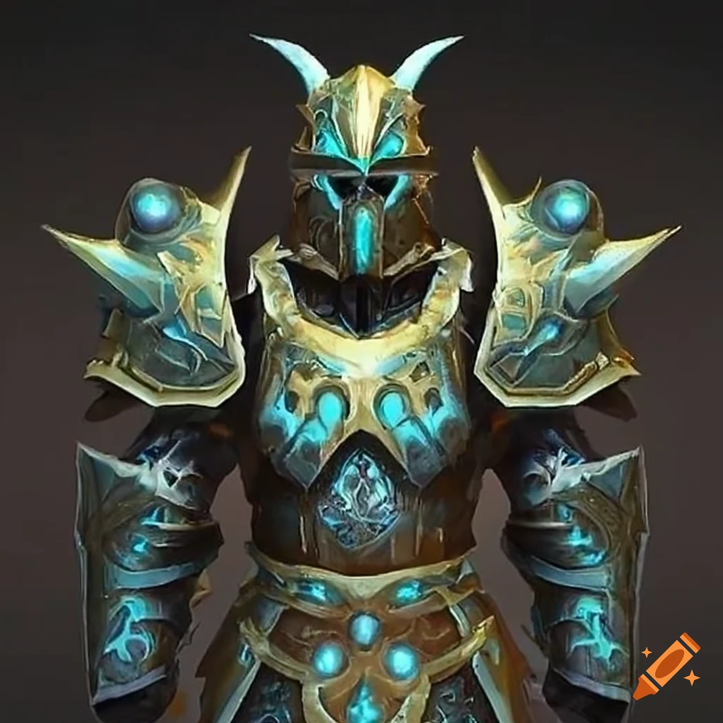 Exalted magic armor front view on Craiyon