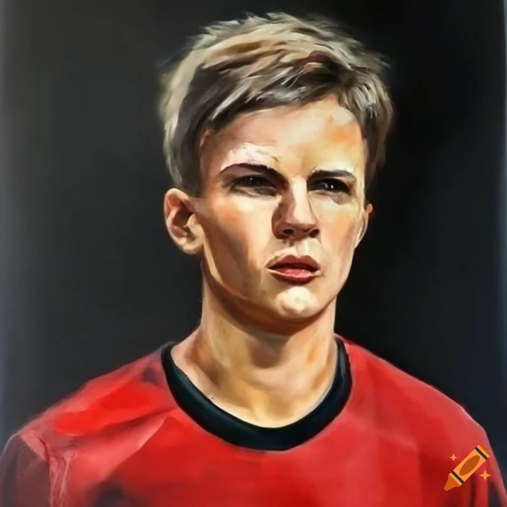 Danish soccer player in red and black jersey on Craiyon