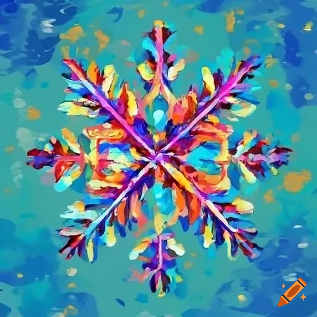 Detailed magnification of a snowflake on Craiyon