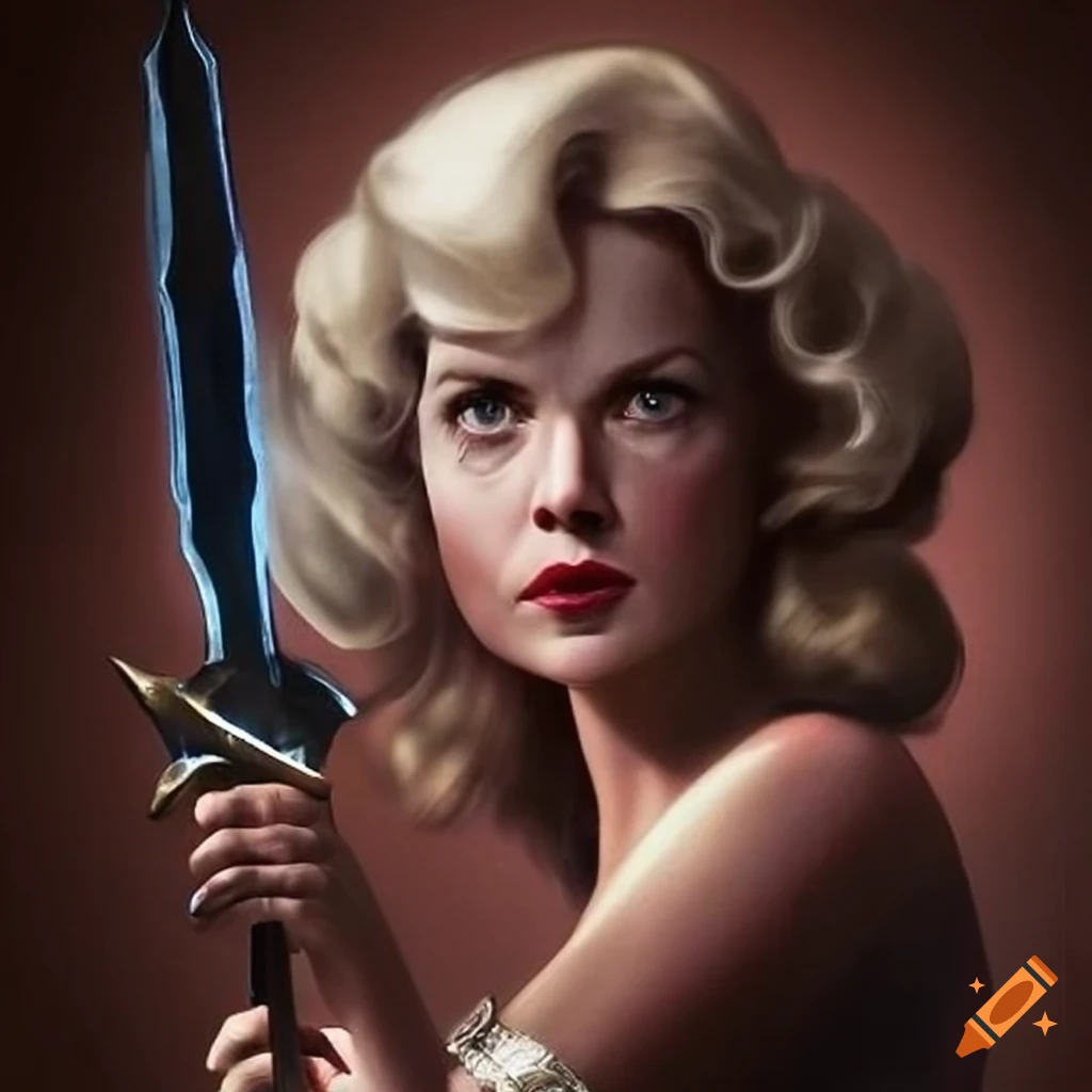 Woman holding a magic sword on Craiyon