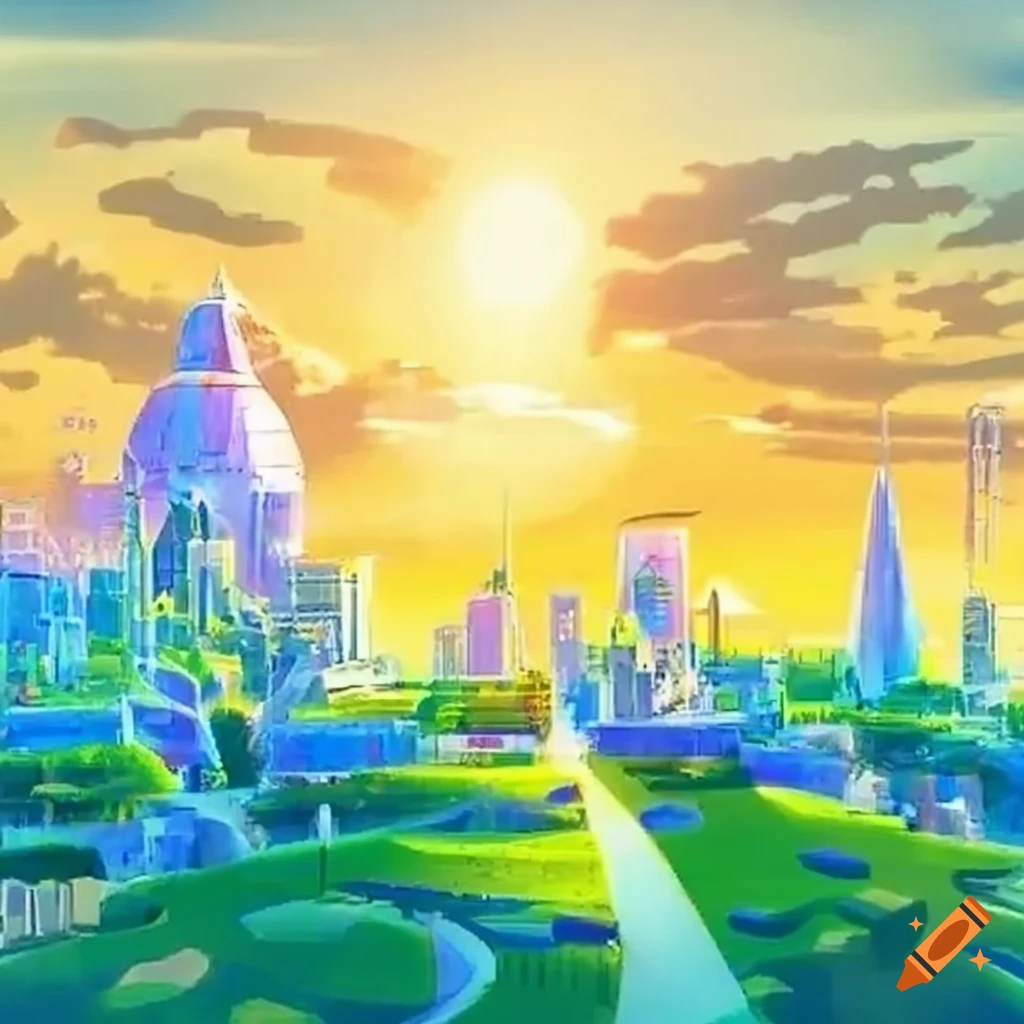 Harmonious utopian society with a bright and beautiful future world on Craiyon