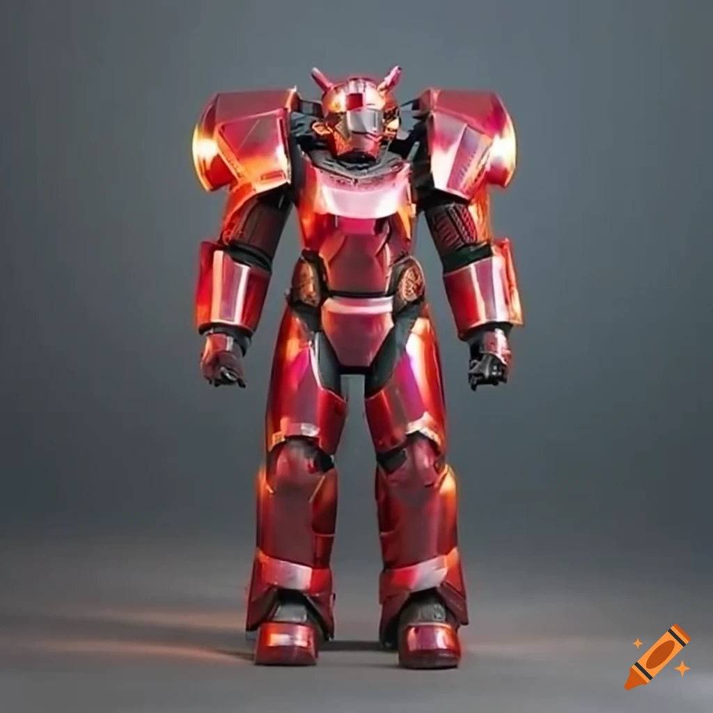Power armor made of red crystals with a jet pack on Craiyon