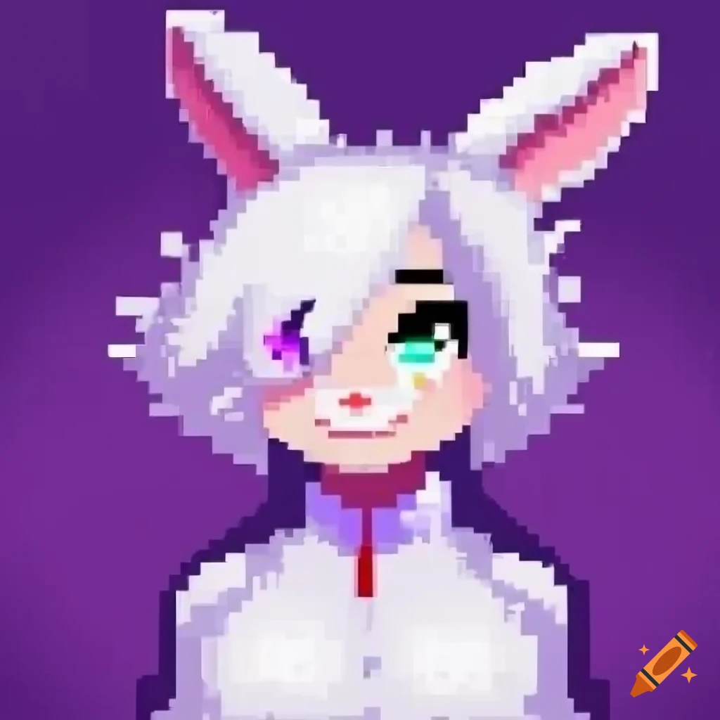 Female rabbit anthro with beautiful white fur and hair in 4k pixel art ...