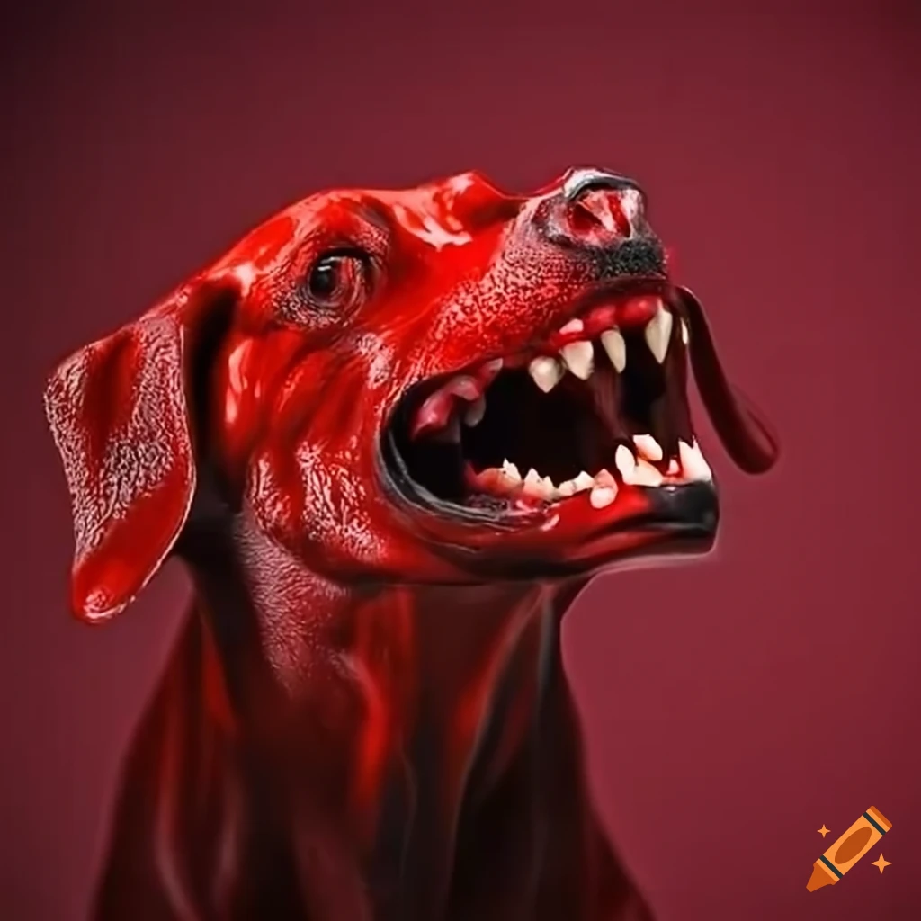 Mad dogs with red paint dripping from mouth on Craiyon