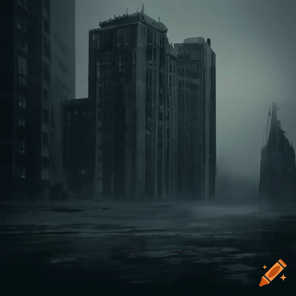 Abandoned grey city background on Craiyon