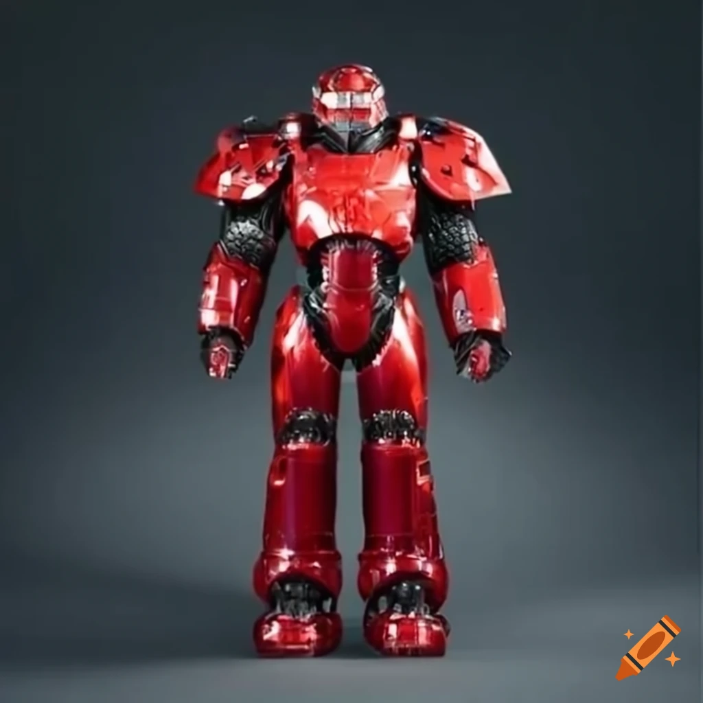 Full body red crystal power armor with jet pack turbines on Craiyon