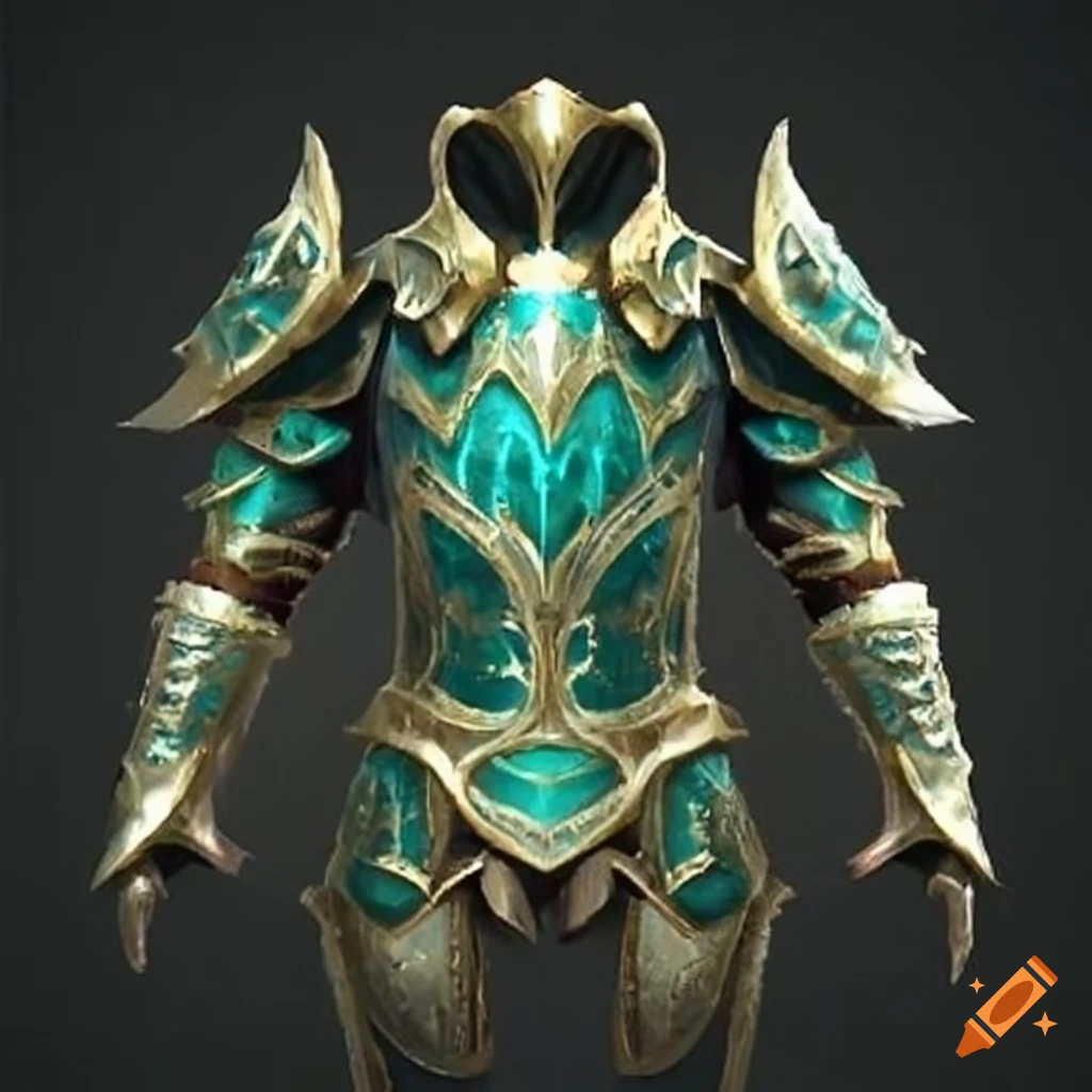 Front view of exalted magic armor on Craiyon