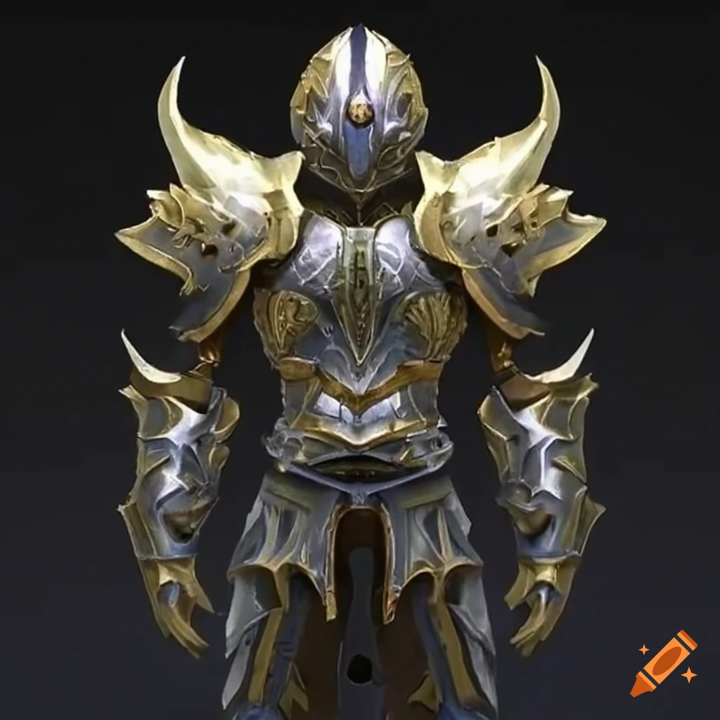 Front view of exalted magic armor on Craiyon