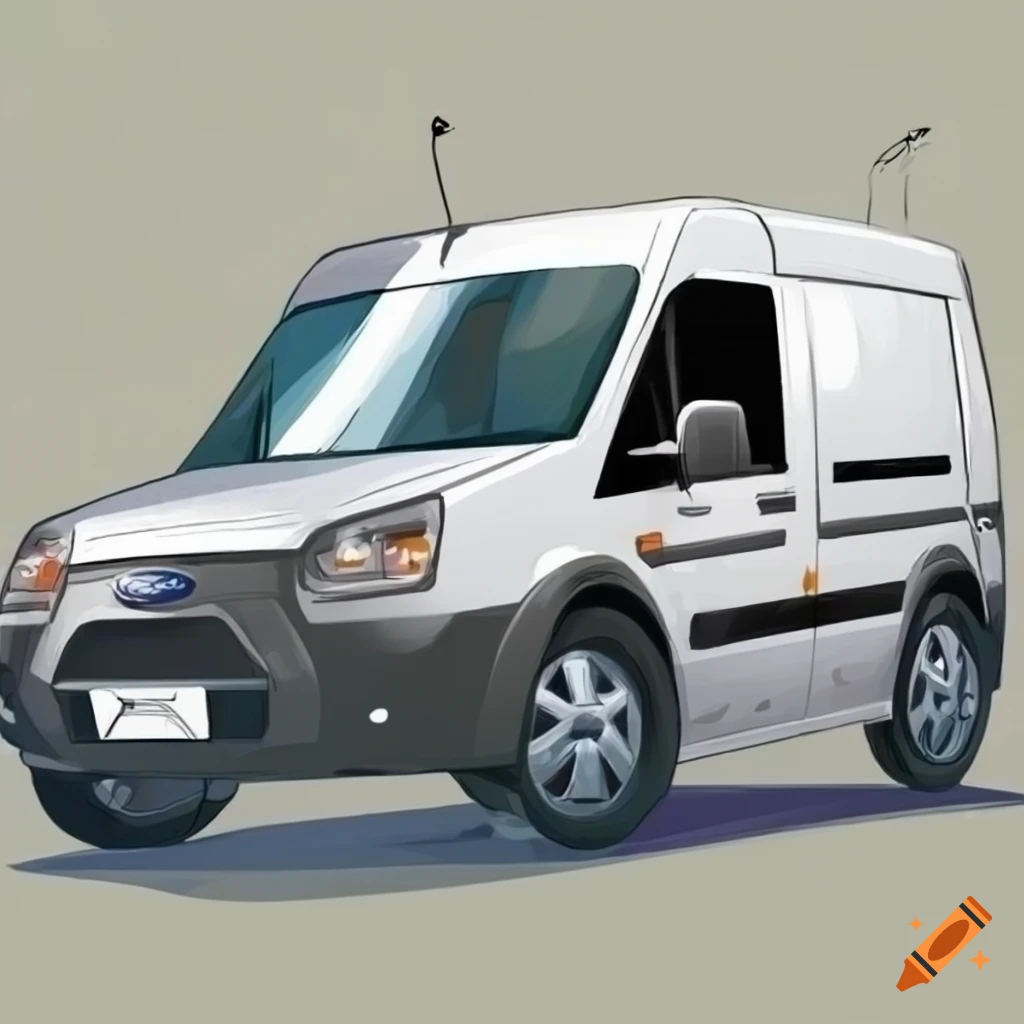 White 2013 Ford Transit Connect cargo van in Disney Pixar character art ...